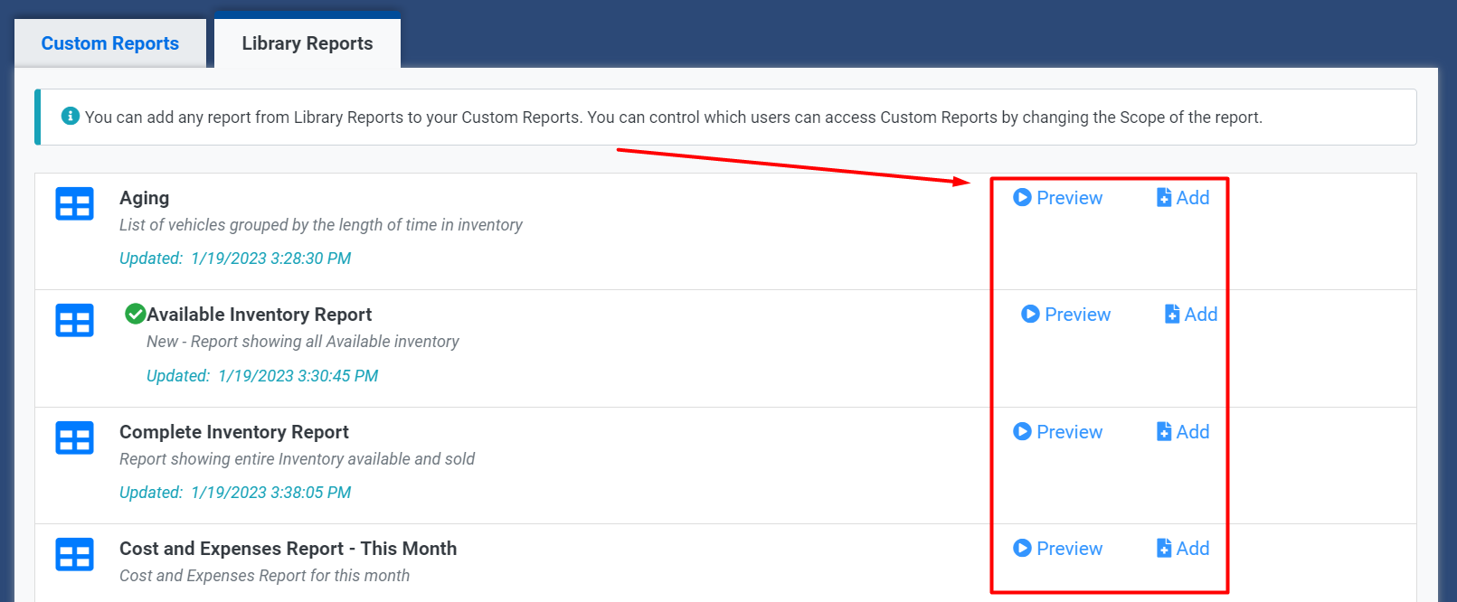 Reports & Charts Settings – AutoManager
