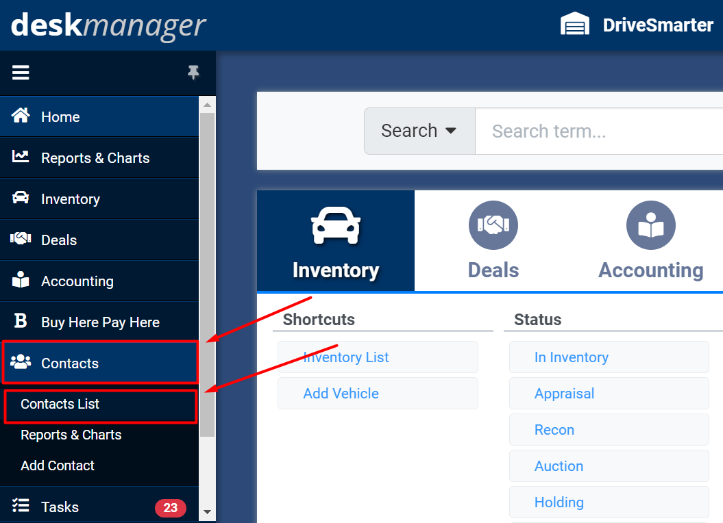 Contacts List – AutoManager