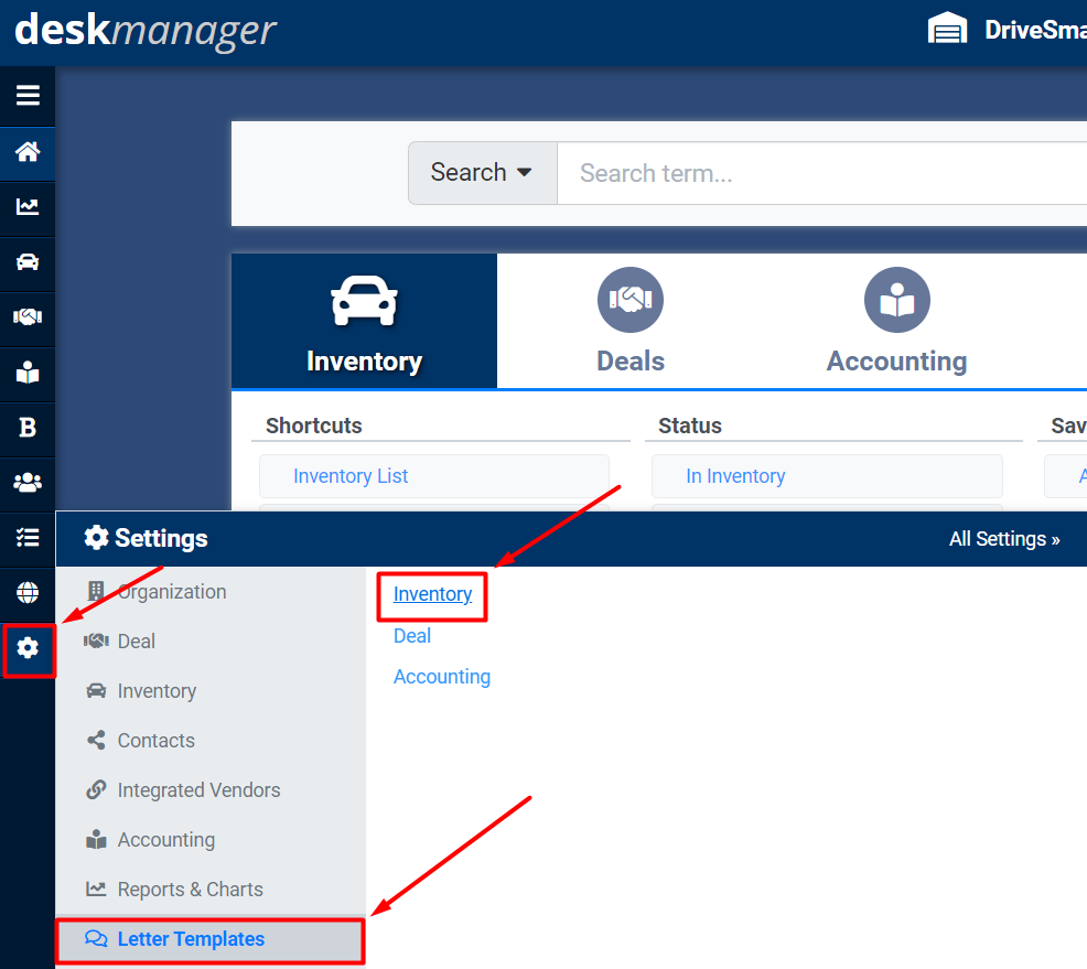 Inventory Letters Settings – AutoManager