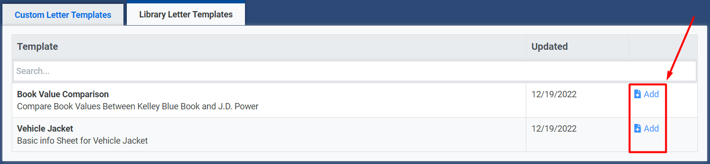 Inventory Letters Settings – AutoManager