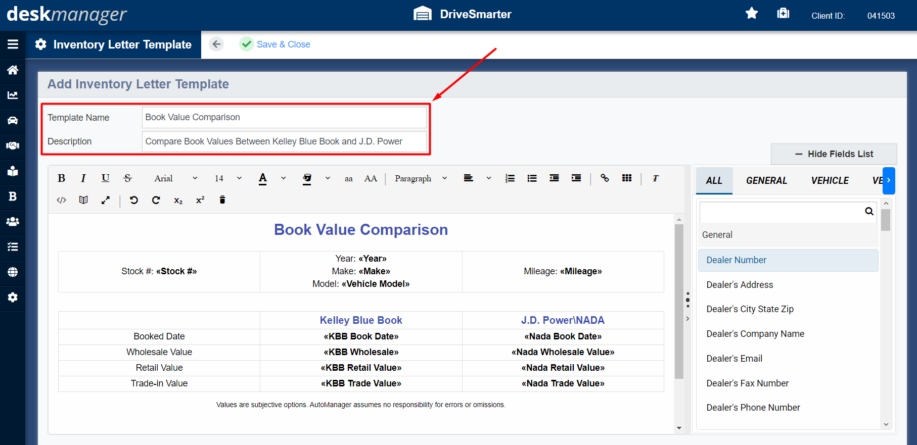 Inventory Letters Settings – AutoManager