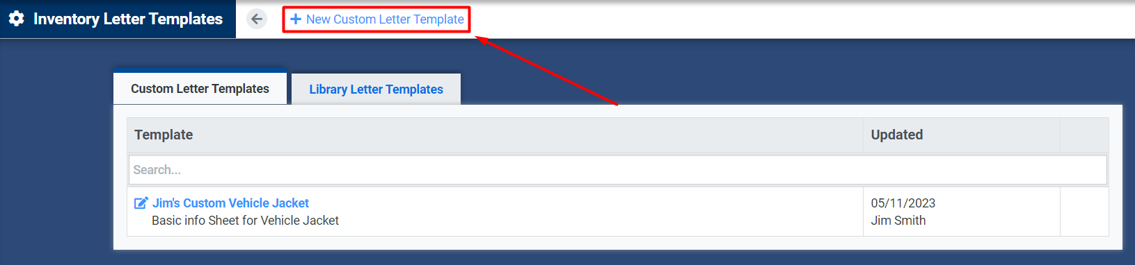 Inventory Letters Settings – AutoManager
