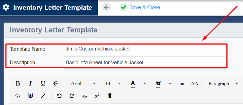 Inventory Letters Settings – AutoManager