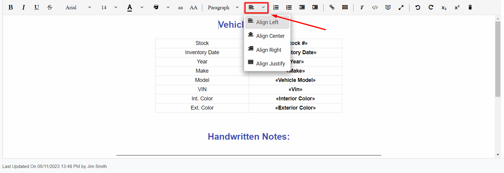 Inventory Letters Settings – AutoManager