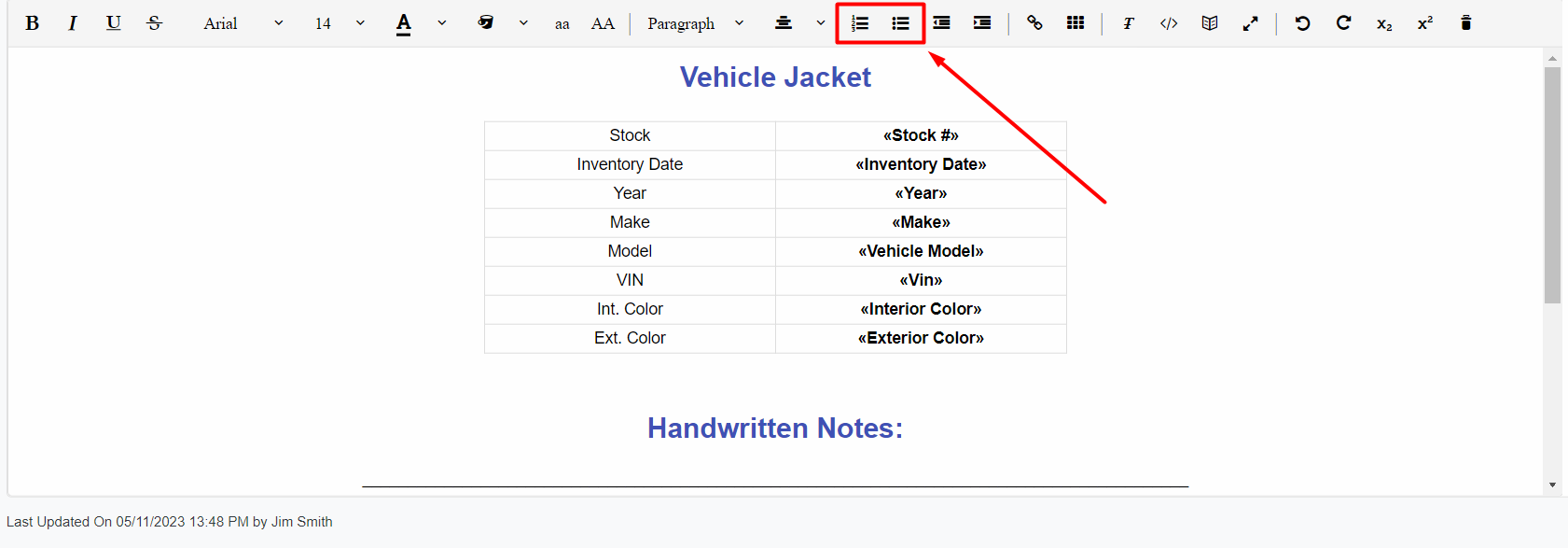 Inventory Letters Settings – AutoManager