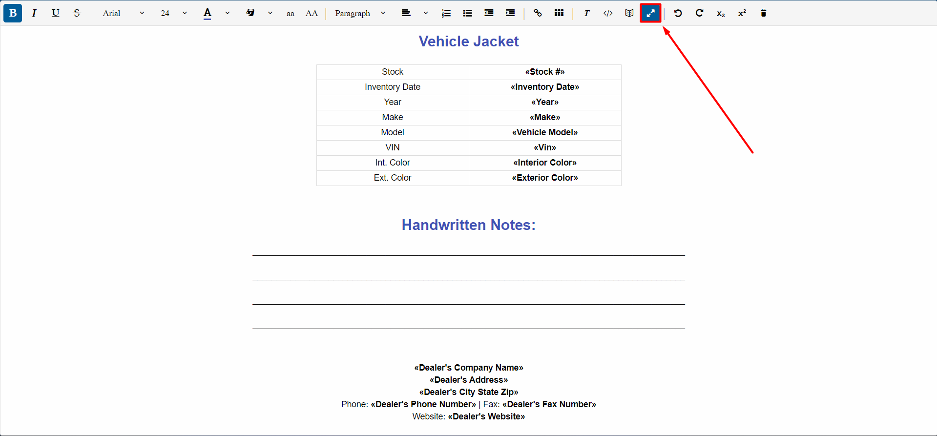 Inventory Letters Settings – AutoManager