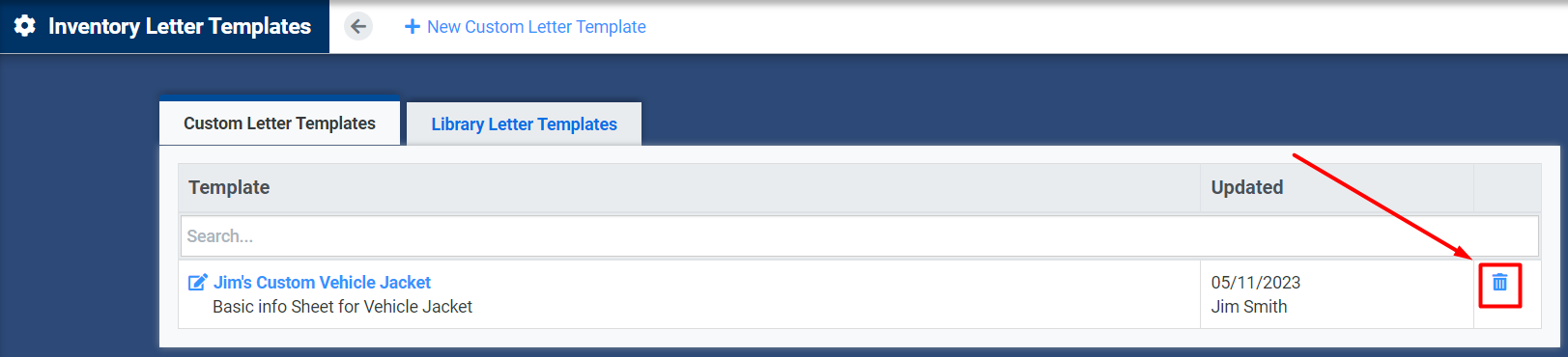 Inventory Letters Settings – AutoManager