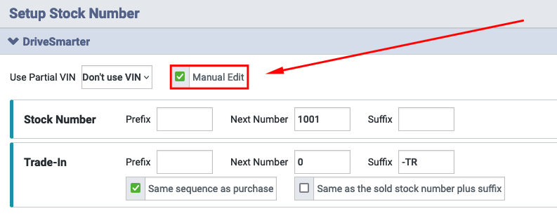 Stock Number Sequencing – AutoManager