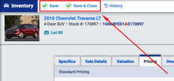Vehicle Details – Pricing – AutoManager