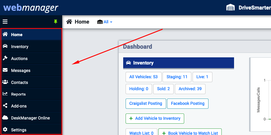 WebManager Dashboard – AutoManager