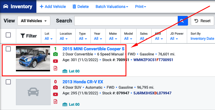 Vehicle Details – Specifics – AutoManager