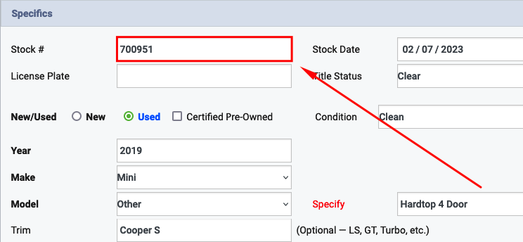 Vehicle Details – Specifics – AutoManager