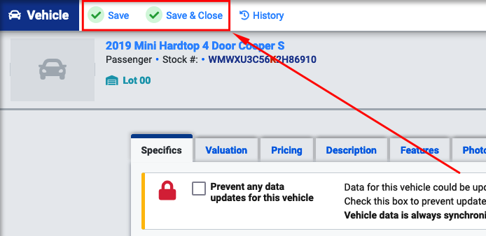 Vehicle Details – Specifics – AutoManager