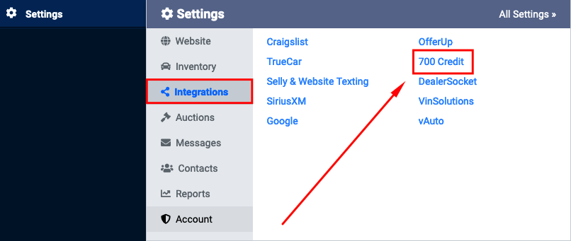 700Credit Integration Settings – AutoManager