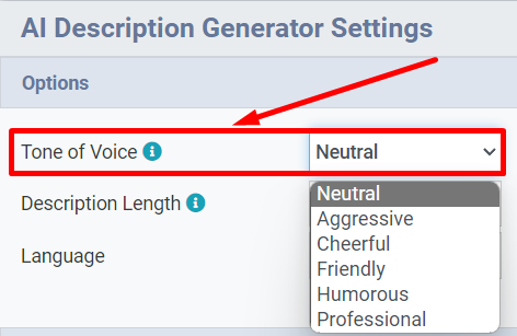 AI Description Generator in WebManager – AutoManager