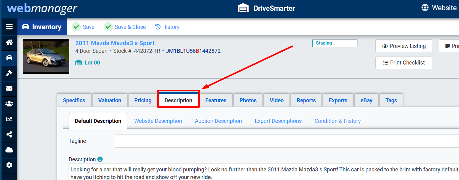 AI Description Generator in WebManager – AutoManager