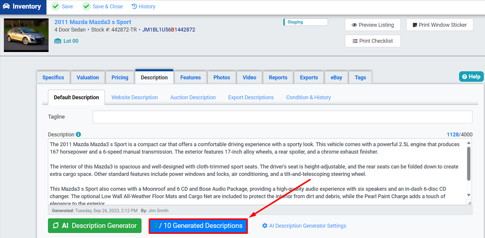 AI Description Generator in WebManager – AutoManager