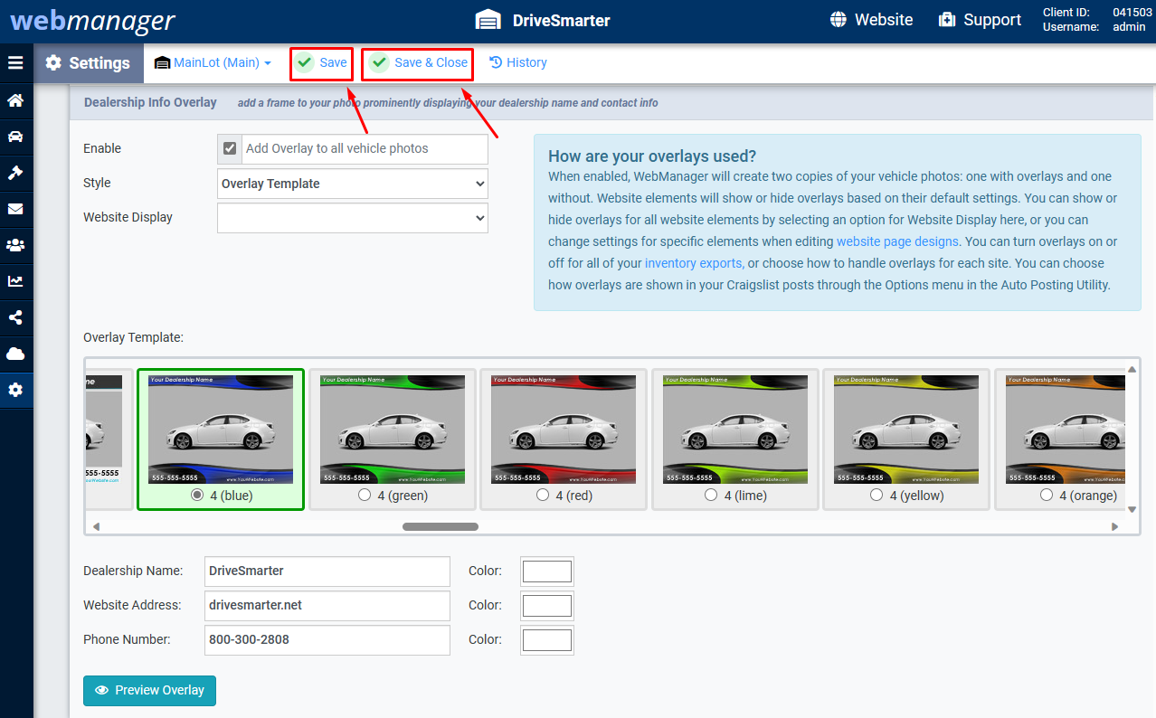 WebManager Vehicle Photo Settings – AutoManager