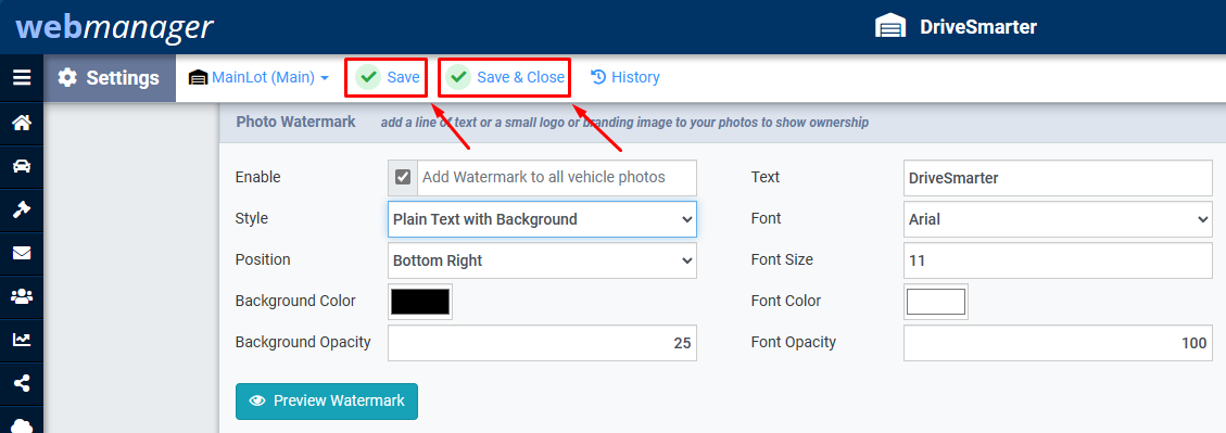 WebManager Vehicle Photo Settings – AutoManager