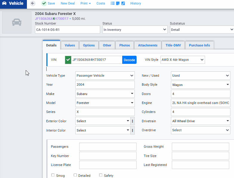 Changing Stock Numbers – AutoManager