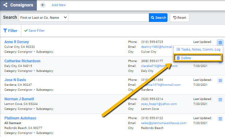 Consignors in DeskManager Online – AutoManager