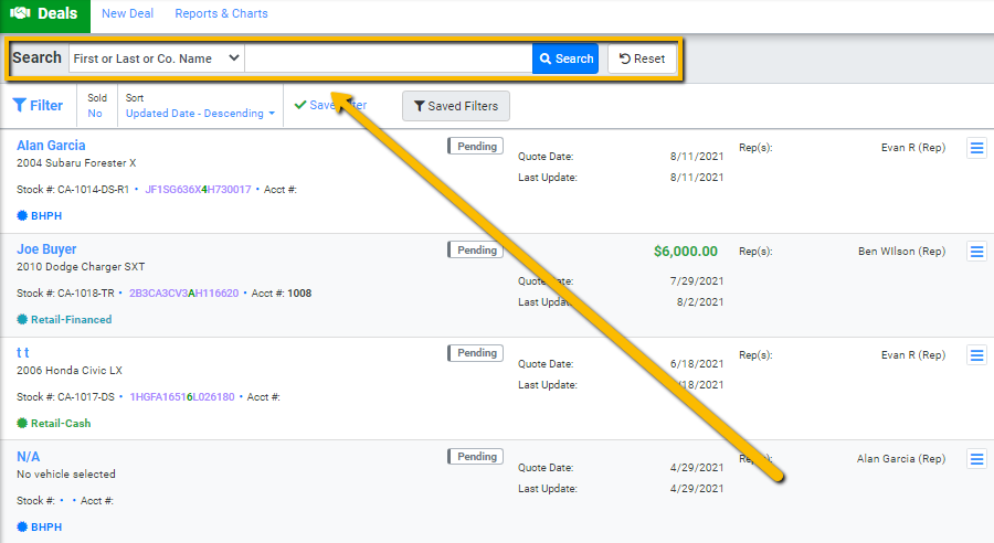 Deal List – AutoManager