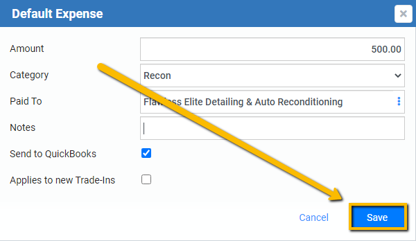 Default Expenses – AutoManager