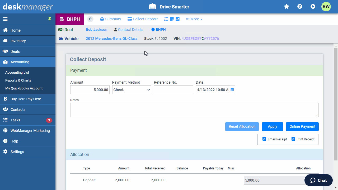 How to Handle Deposits – AutoManager