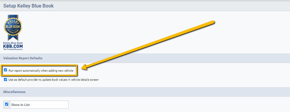 Kelley Blue Book Setup – AutoManager