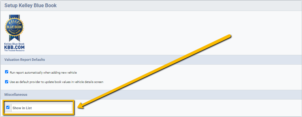 Kelley Blue Book Setup – AutoManager