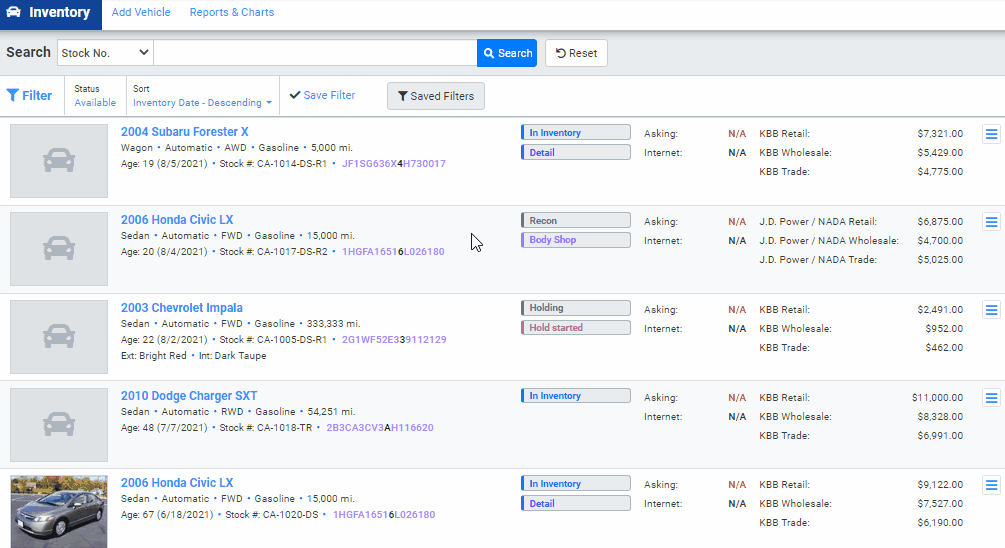 Saved Filters – AutoManager