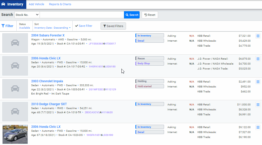 Saved Filters – AutoManager