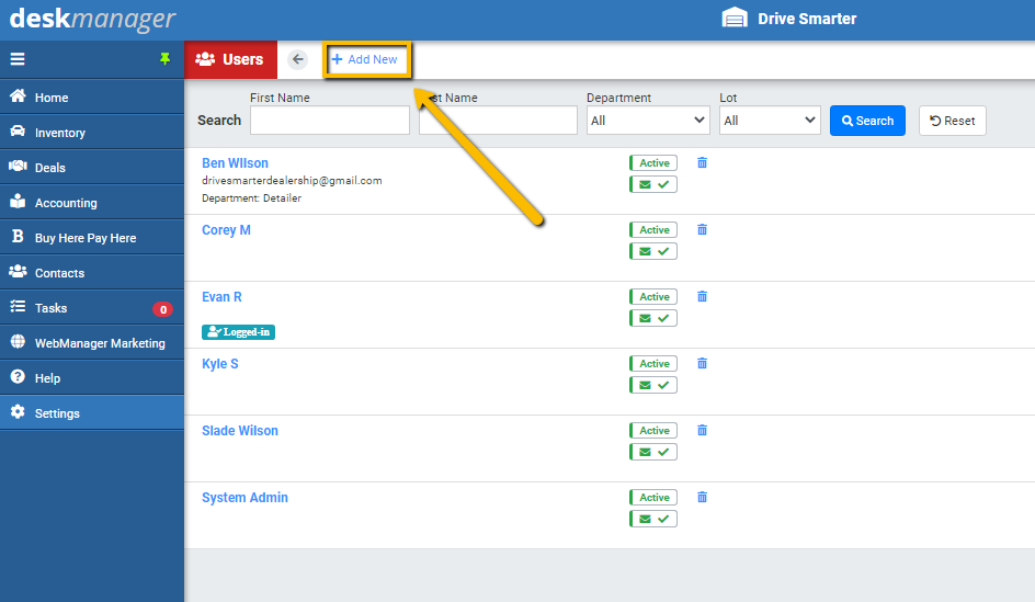 User Accounts – AutoManager