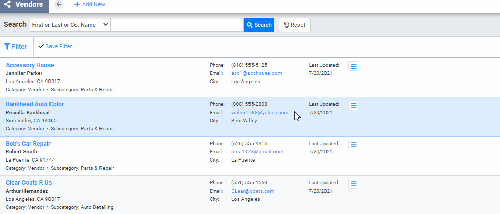 Vendors – AutoManager