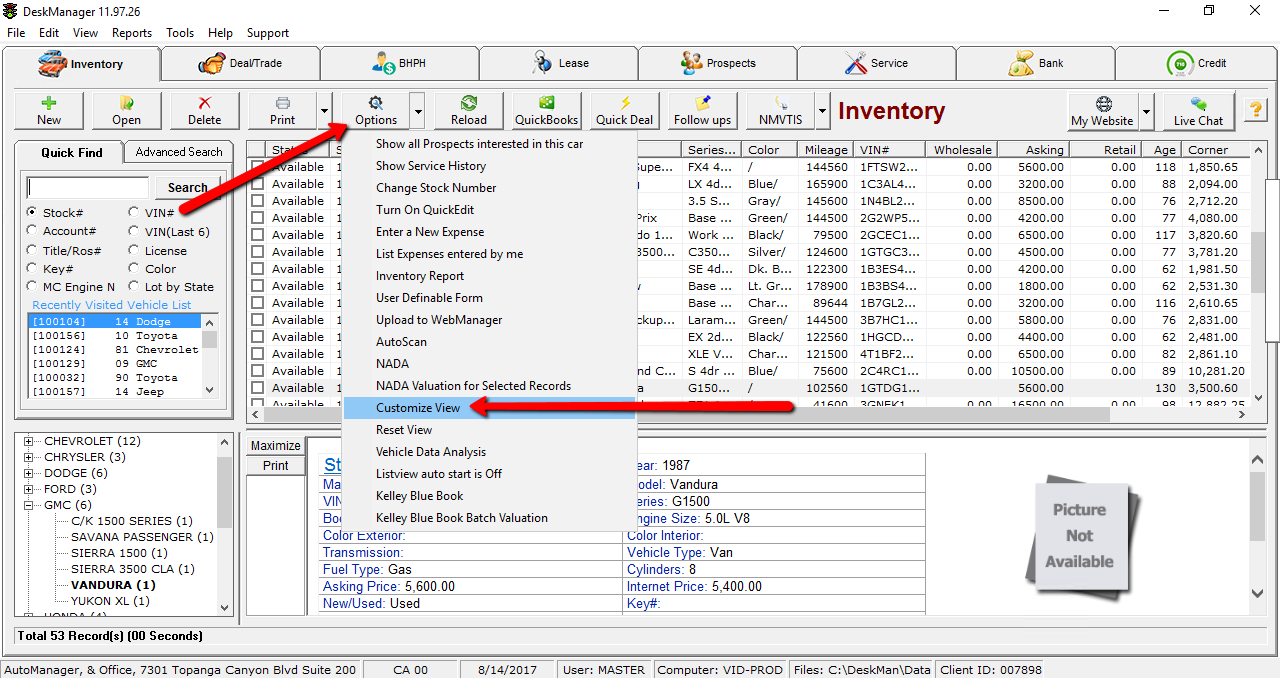 Inventory List – AutoManager