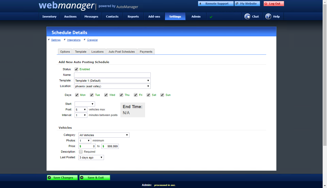 Craigslist Posting Interface – Auto Scheduler – AutoManager