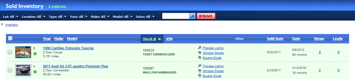 Sold Inventory – AutoManager