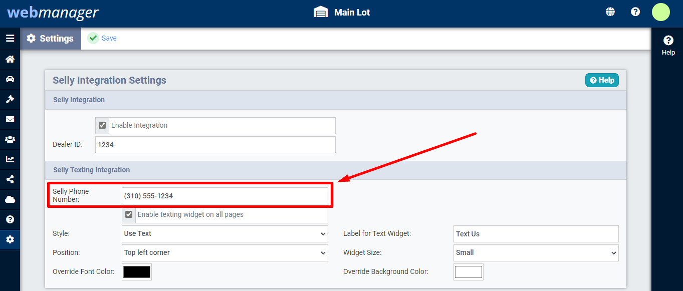WebManager Website Texting Setup – AutoManager