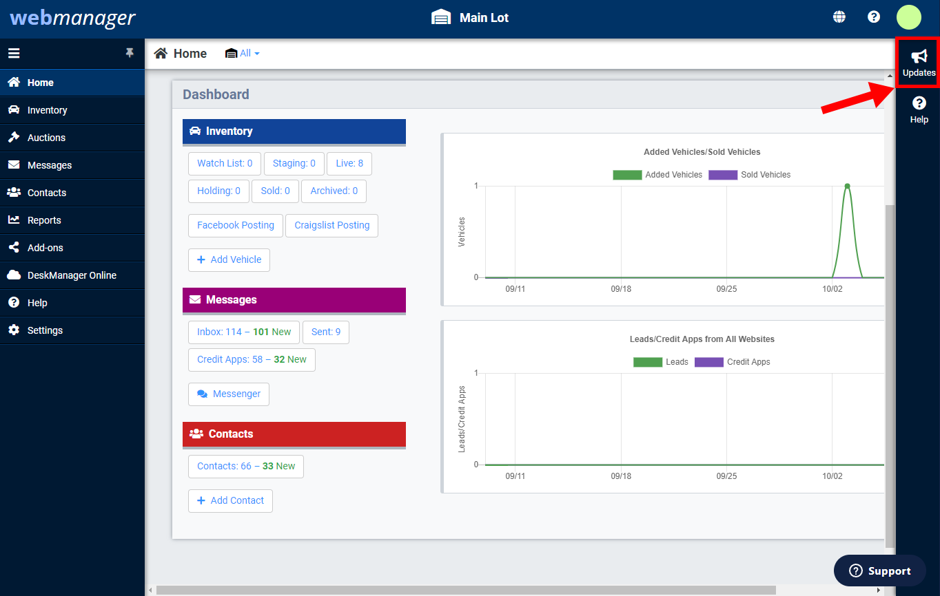 WebManager Dashboard – AutoManager