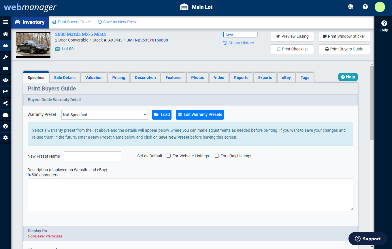 Buyers Guides in WebManager – AutoManager