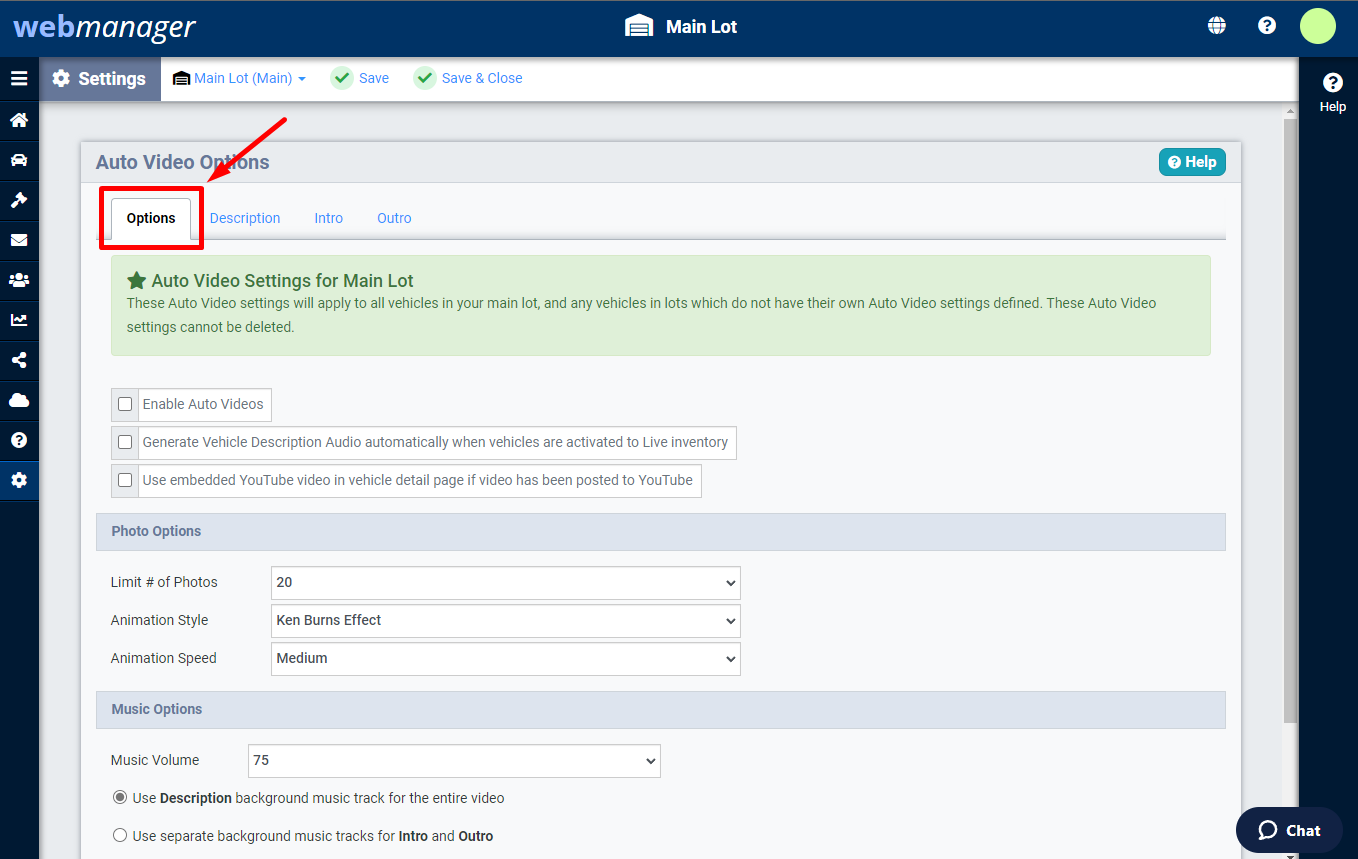 Auto Video Options Tab – AutoManager