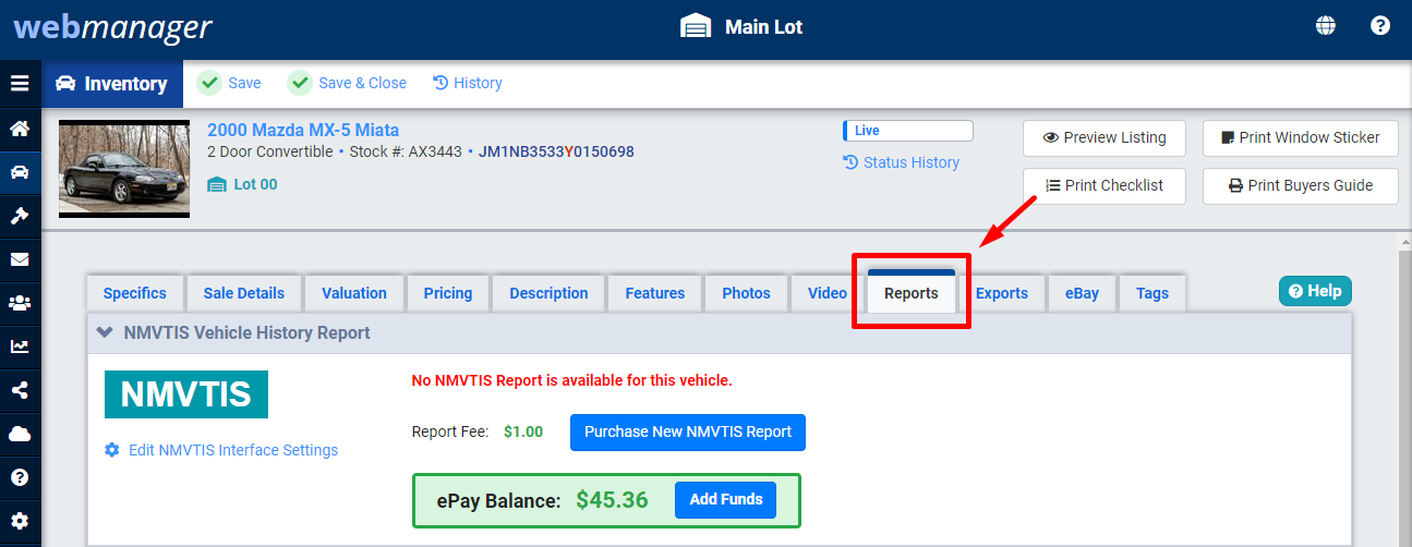 NMVTIS Reports in WebManager – AutoManager