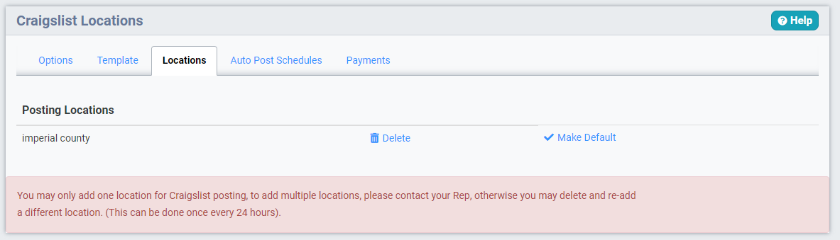 Craigslist Posting Interface – Setup Options – AutoManager
